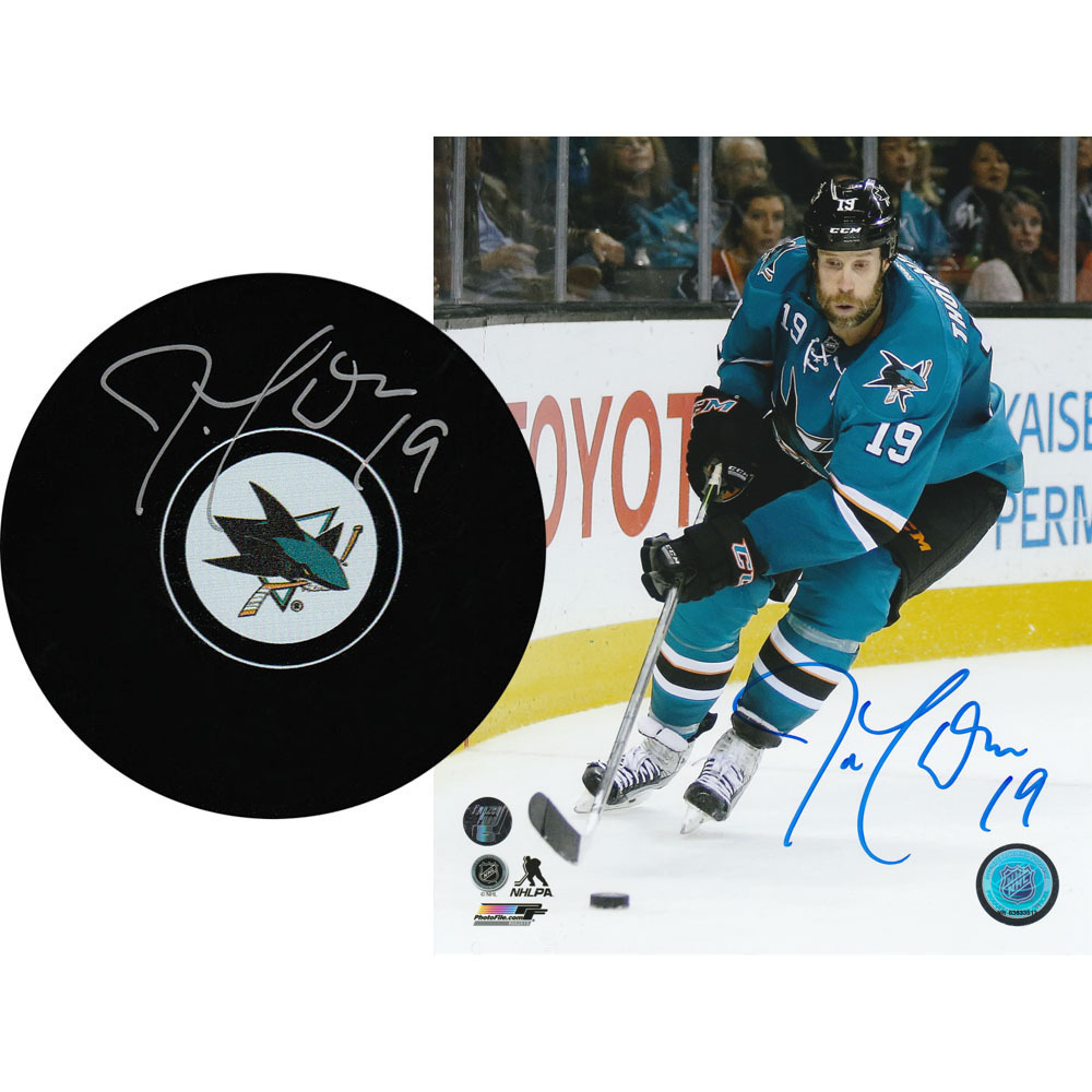 Joe Thornton Autographed San Jose Sharks Combo Lot - 8X10 Photo & Puck ...