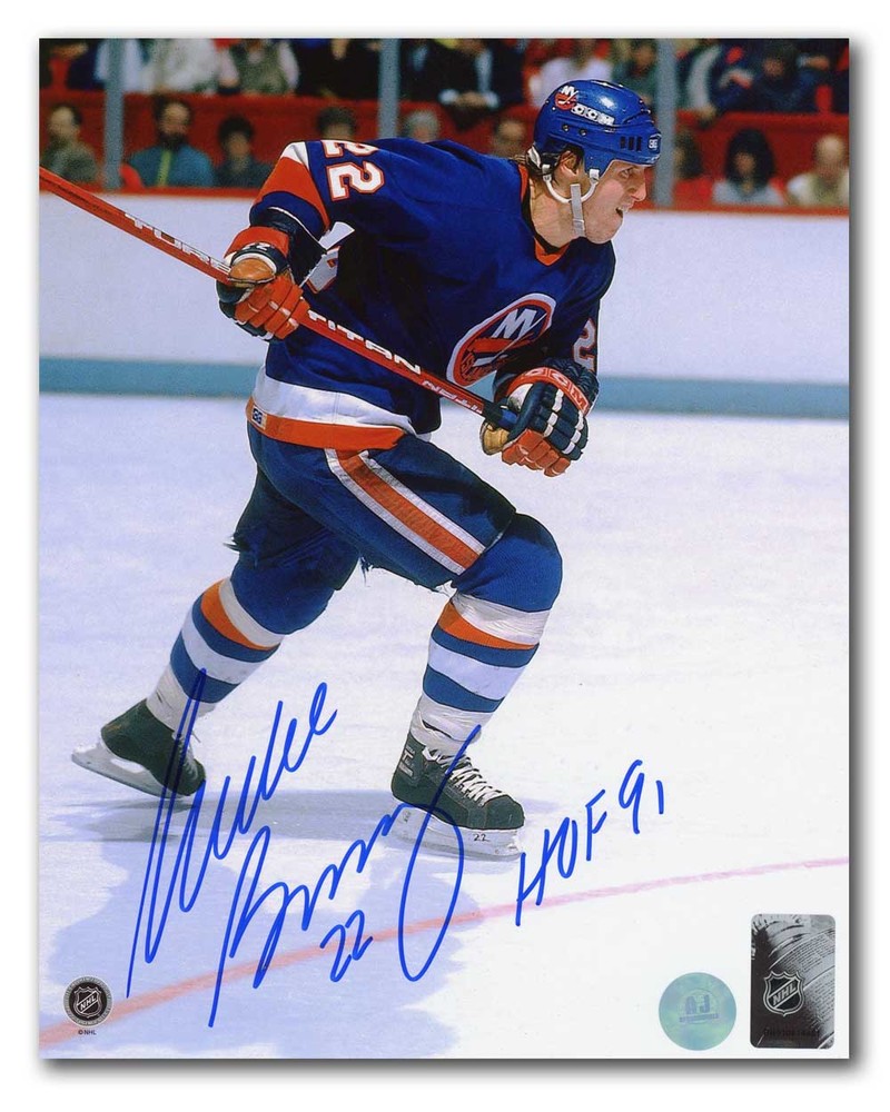 Mike Bossy New York Islanders Autographed Rushing 8x10 Photo with HOF ...