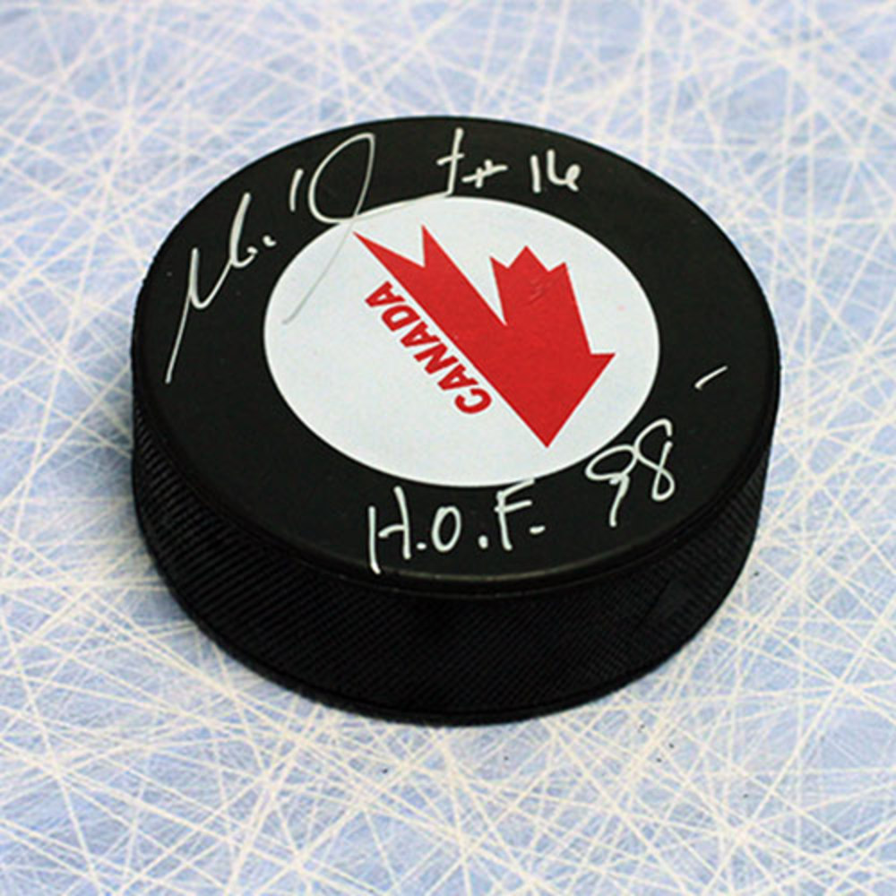 Michel Goulet Team Canada Autographed Canada Cup Hockey Puck with HOF ...