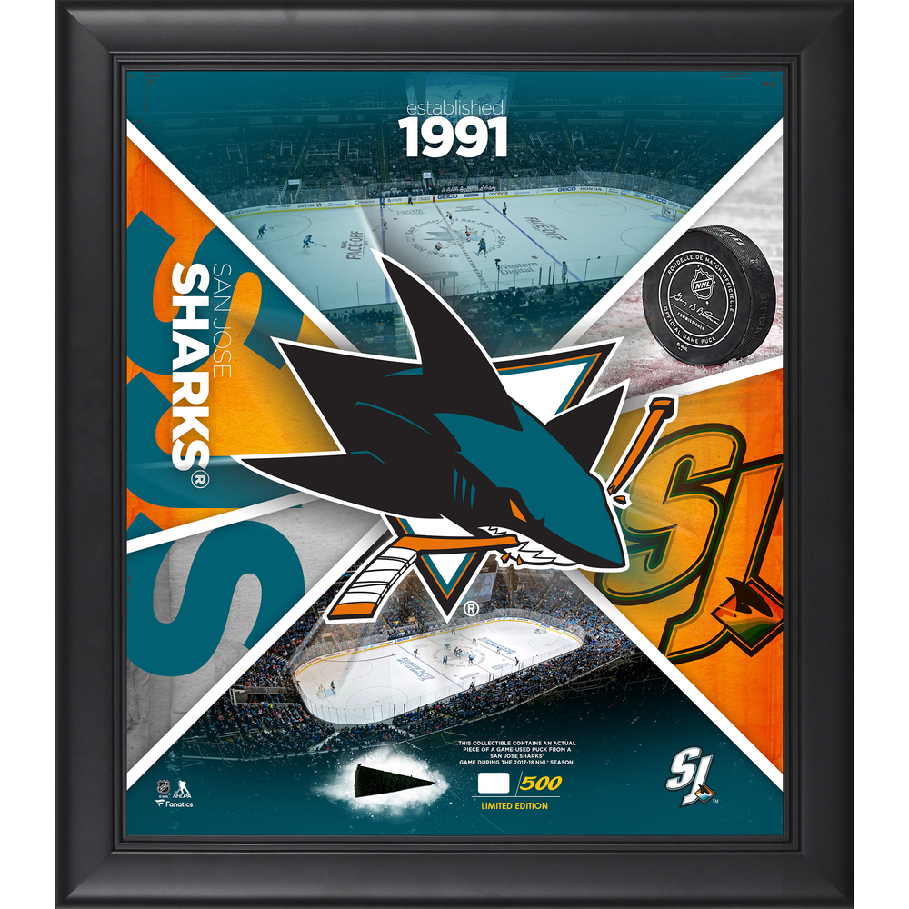 San Jose Sharks Framed 15" x 17" Team Impact Collage with a Piece of ...
