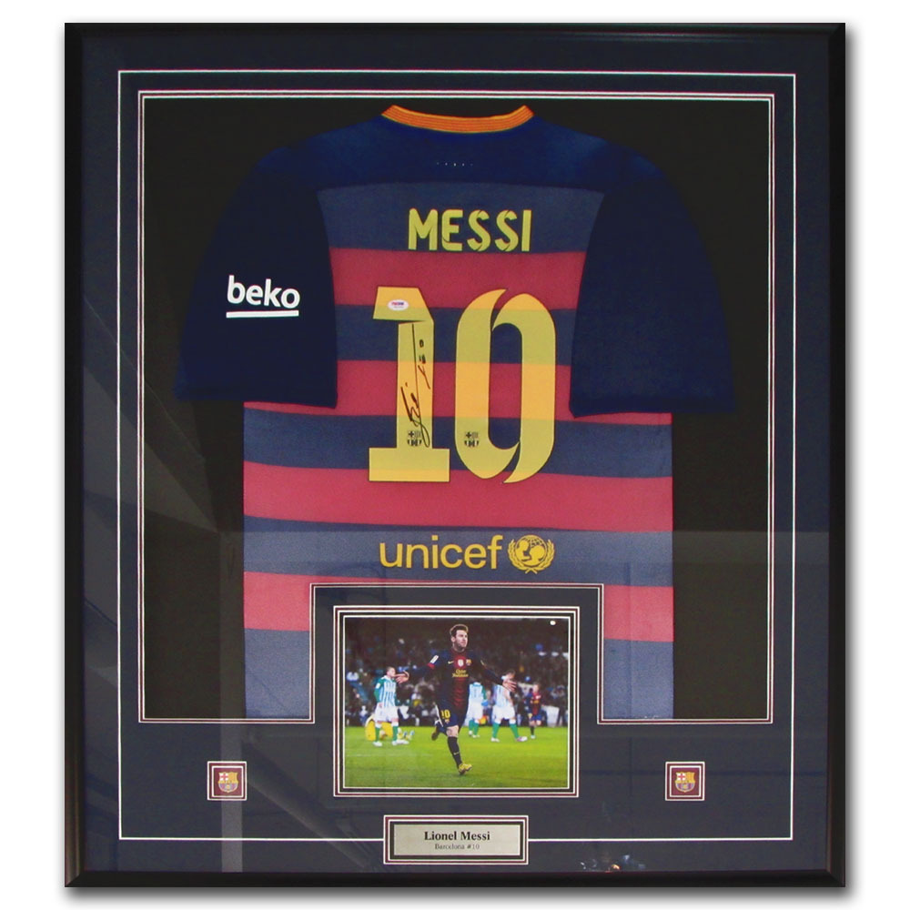 Lionel Messi Framed Autographed FC Barcelona Jersey - NHL Auctions