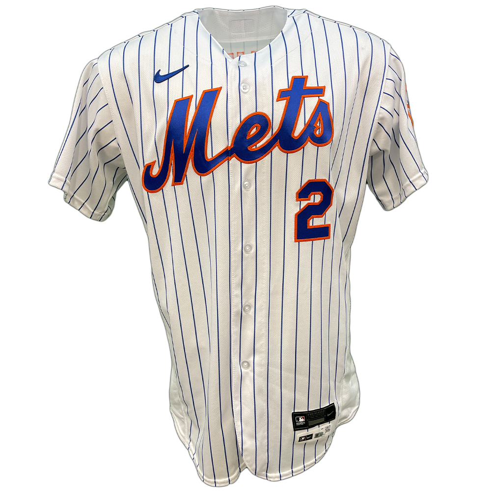 Dominic Smith # 2 - Game Used White Pinstripe Jersey - Mets vs. Giants ...