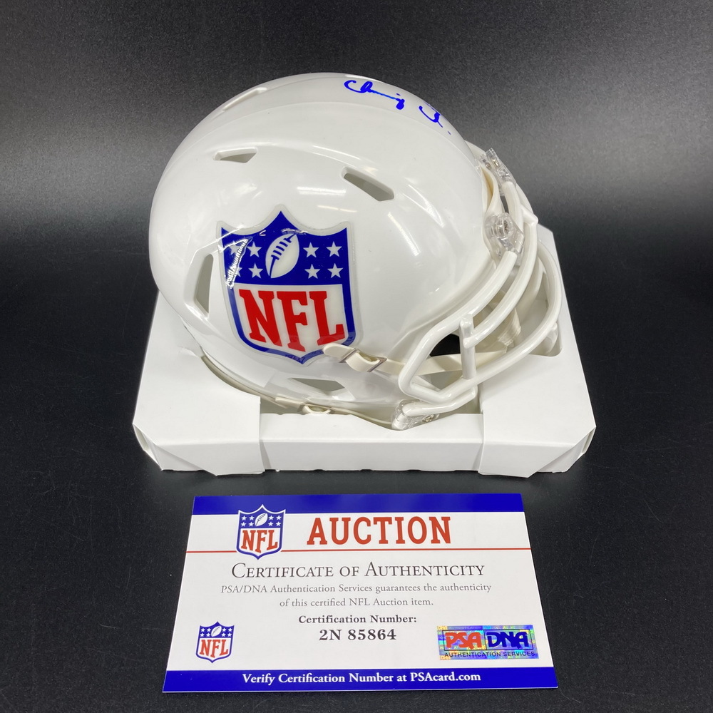 NFL Auction | NFL - Dolphins Channing Tindall Signed NFL Shield Mini Helmet
