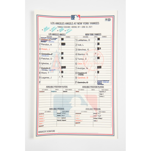 2021 Game Used Lineup Card - MVP Shohei Ohtani's 1st Pitching Start at ...