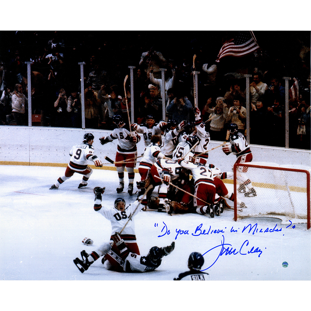 Jim Craig 1980 USA Celebration 16x20 w/ "Do You Believe in Miracles ...