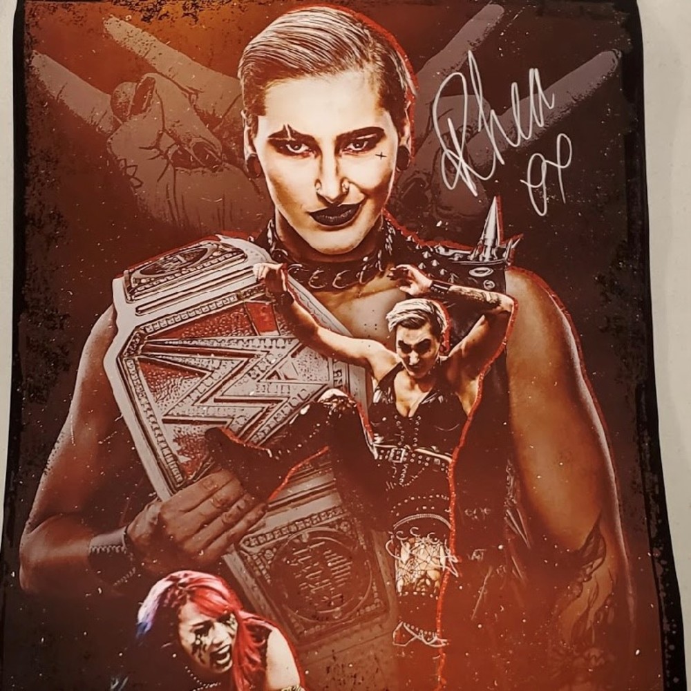 Rhea Ripley SIGNED Rhea Ripley vs Asuka WrestleMania 37 18x24 Poster ...