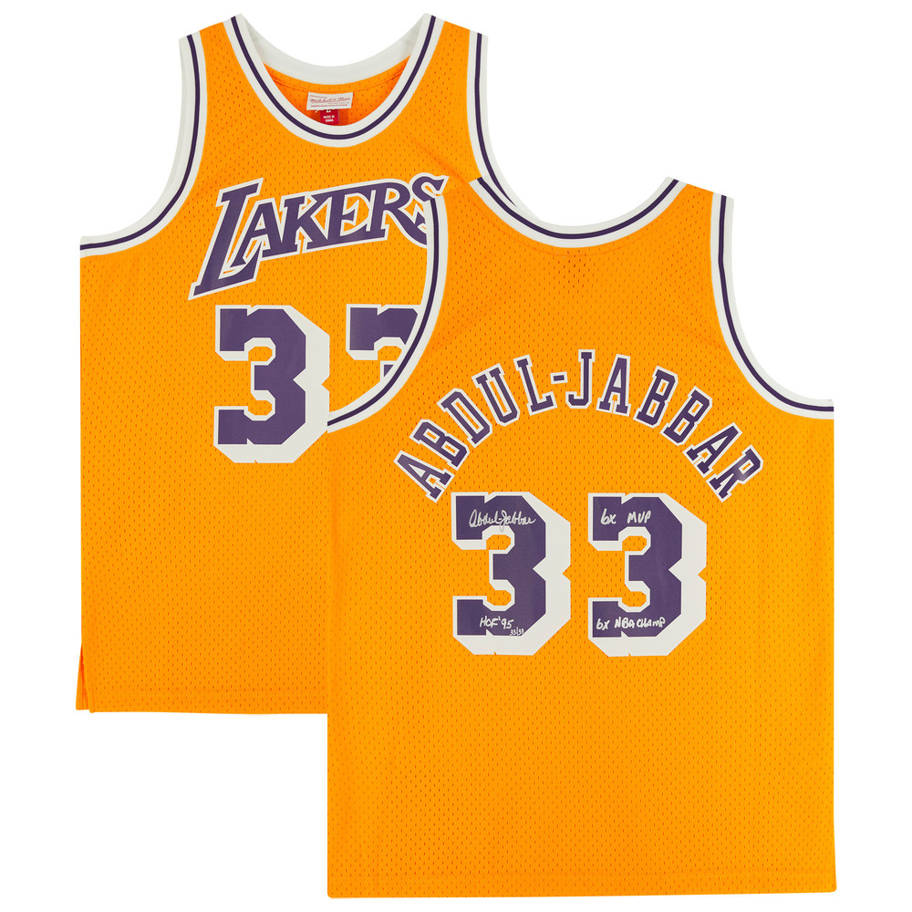 Kareem Abdul-Jabbar Los Angeles Lakers Autographed & Inscribed Mitchell ...