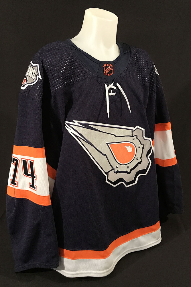 Stuart Skinner #74 - 2022-23 Edmonton Oilers Game-Worn Reverse Retro Set #2 Jersey (Worn 2 Games ...