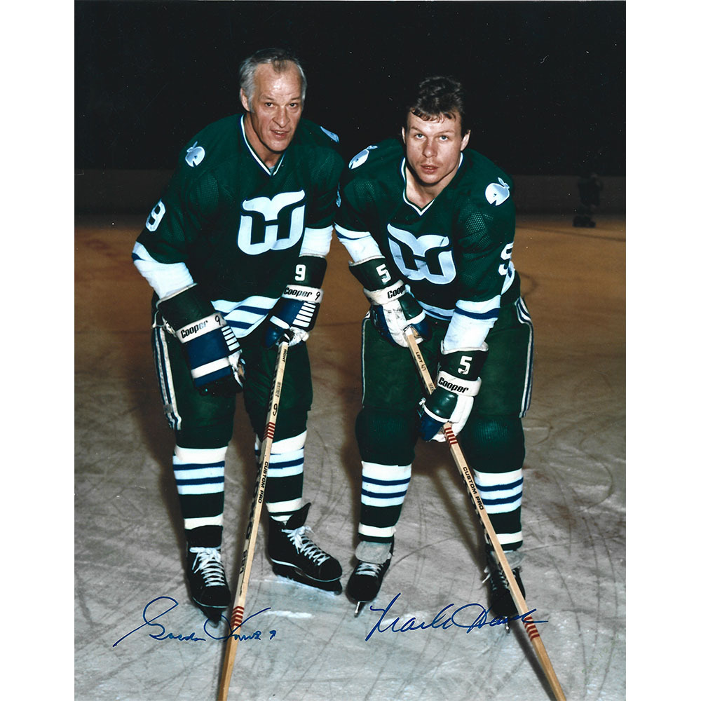 Gordie & Mark Howe Autographed Hartford Whalers 8X10 Photo - NHL Auctions