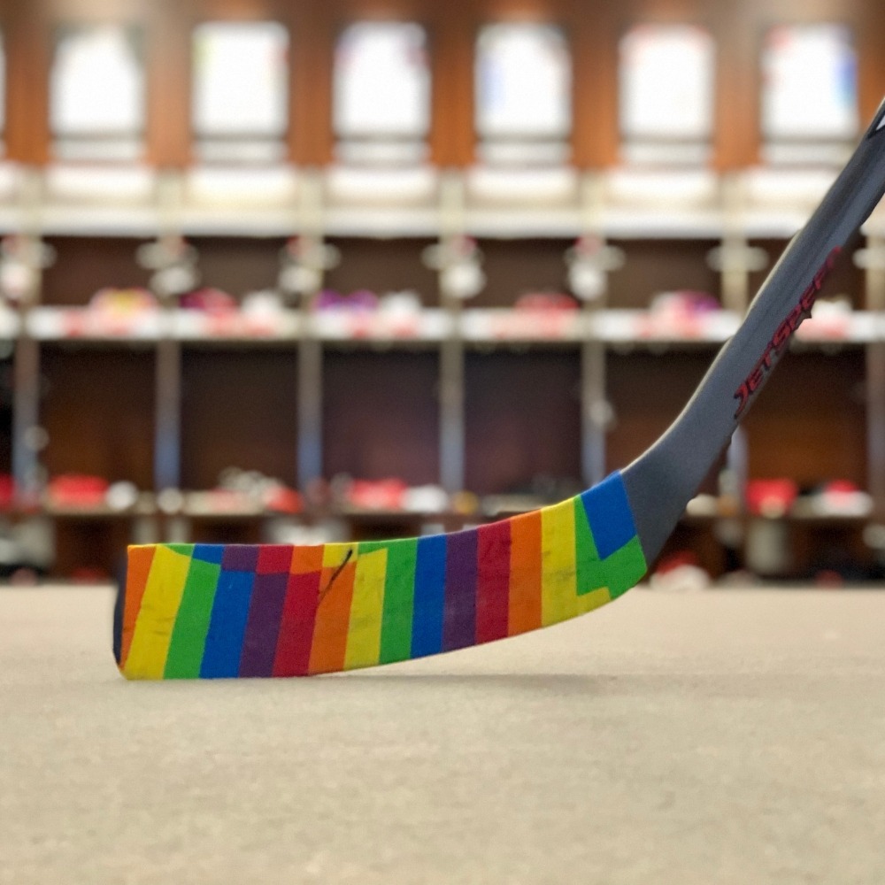 Tyler Bertuzzi (#59) Autographed Pride Tape Stick - NHL Auctions