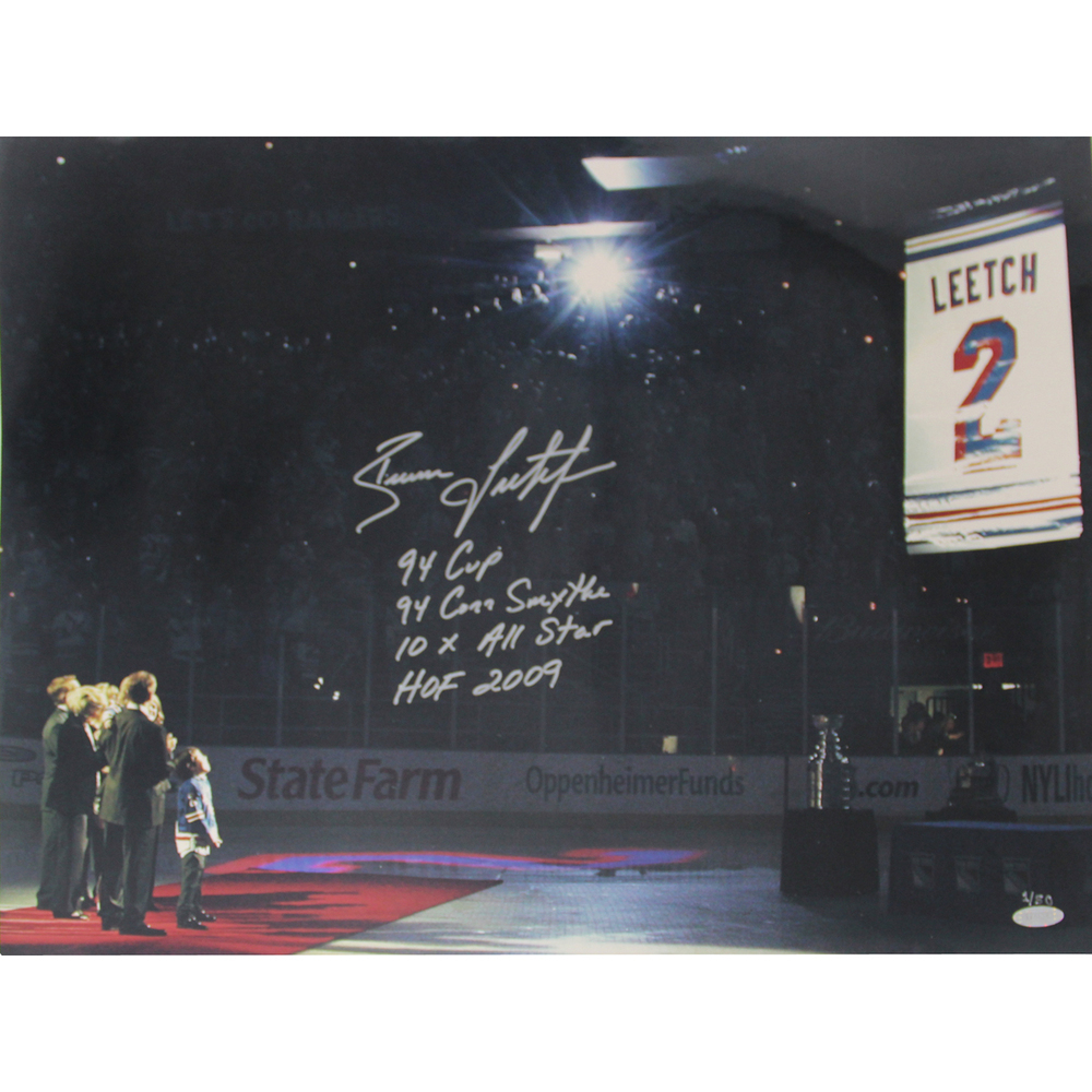Brian Leetch Signed 16x20 Banner Night w/ multi inscriptions - NHL Auctions