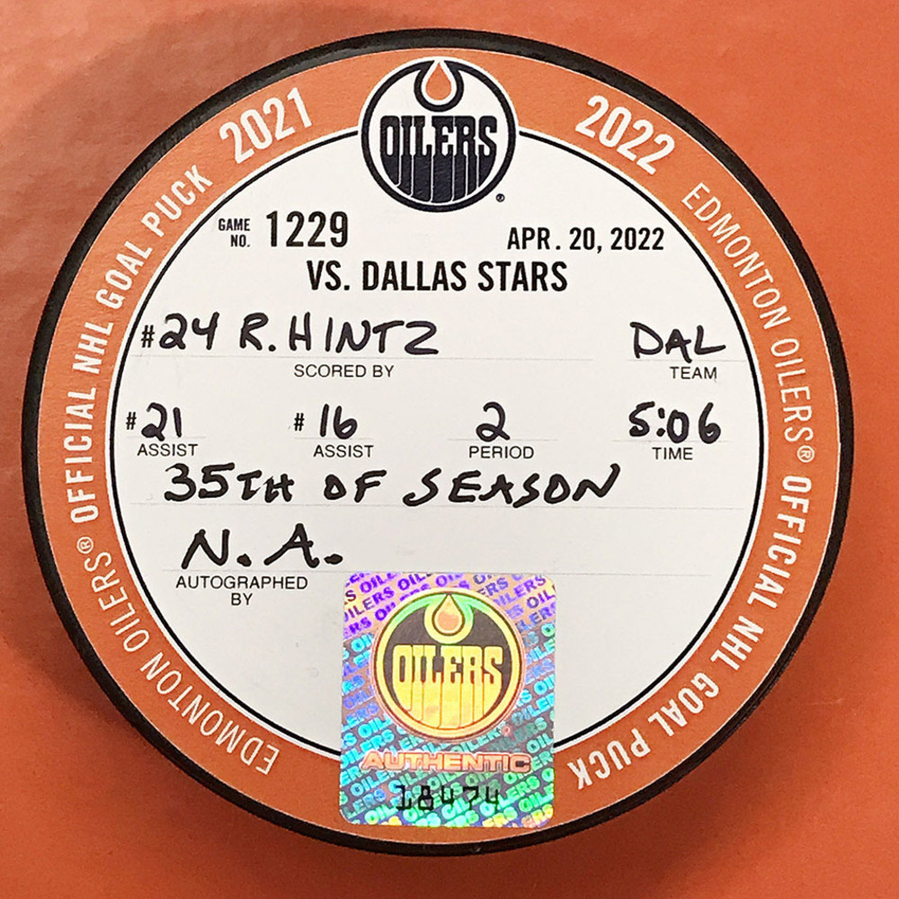 Roope Hintz #24 - Dallas Stars Goal Puck From April 20, 2022 Vs ...