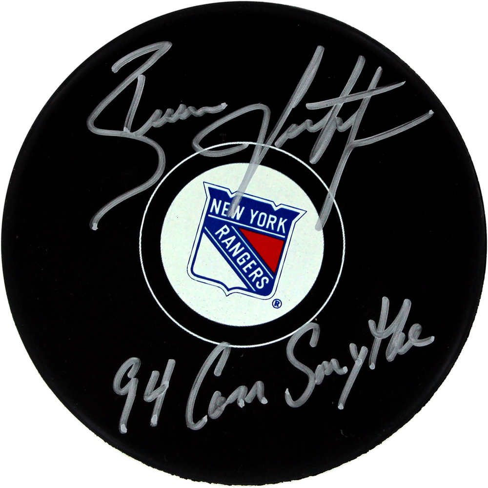 Brian Leetch Signed New York Rangers Puck w/ "94 Conn Smythe" insc ...
