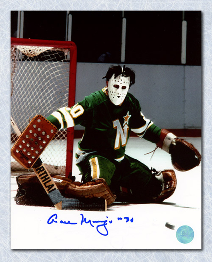 Cesare Maniago Minnesota North Stars Autographed Butterfly Save 8x10 Photo - NHL Auctions