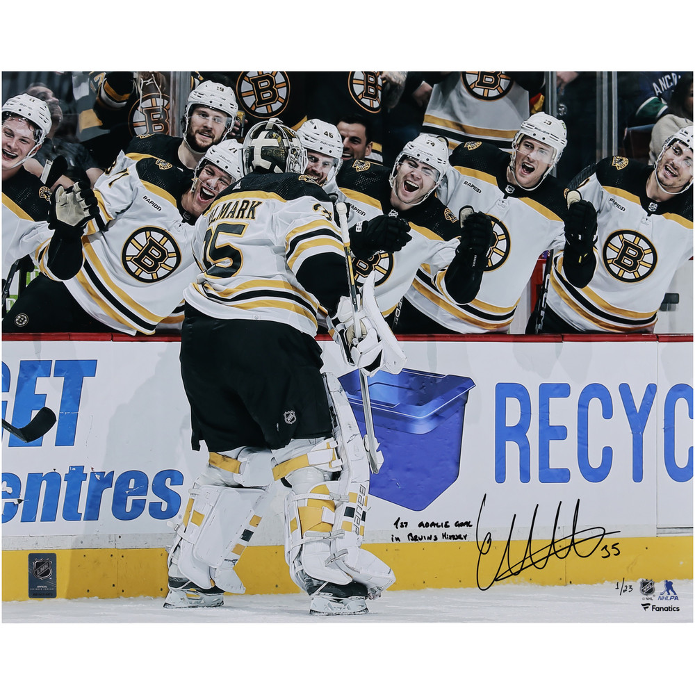 Linus Ullmark Boston Bruins Autographed 16" x 20" 1st NHL Goal ...