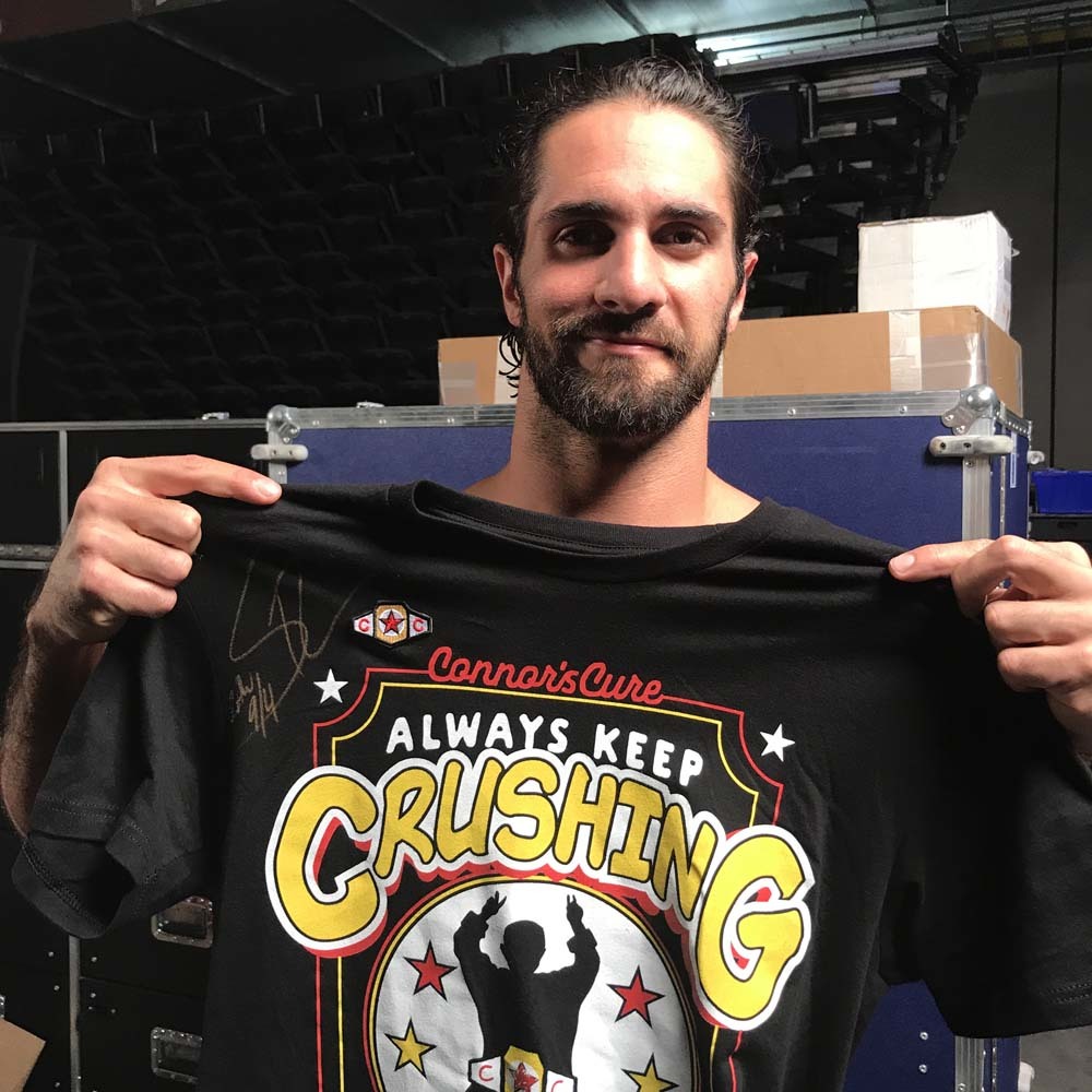Seth Rollins WORN & SIGNED Connor's Cure "Champ" T-Shirt (Connors Cure ...