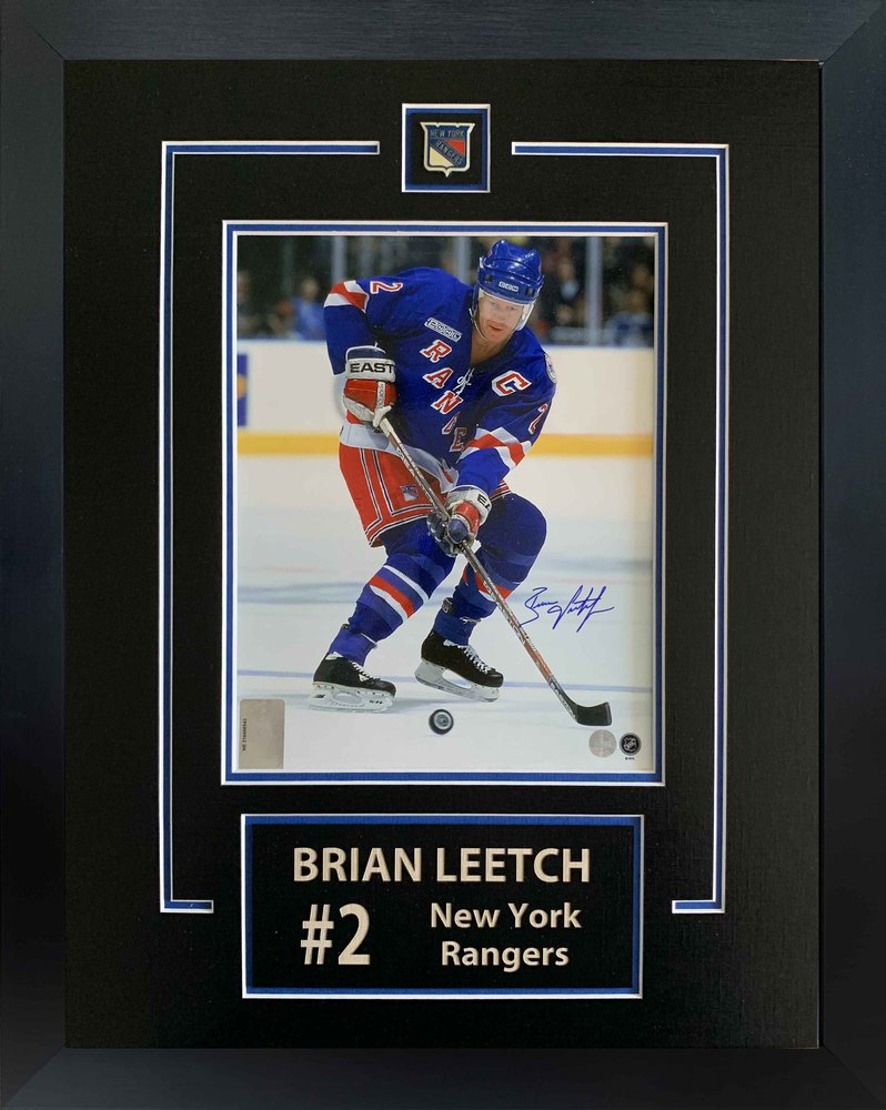 Brian Leetch New York Rangers Signed Framed 8x10 Etched Mat Photo - NHL Auctions