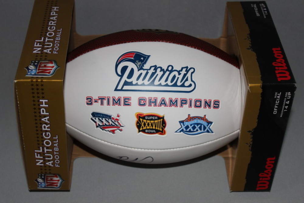 PATRIOTS - RICHARD SEYMOUR SIGNED PANEL BALL W/ 3 TIME CHAMPIONS LOGO ...