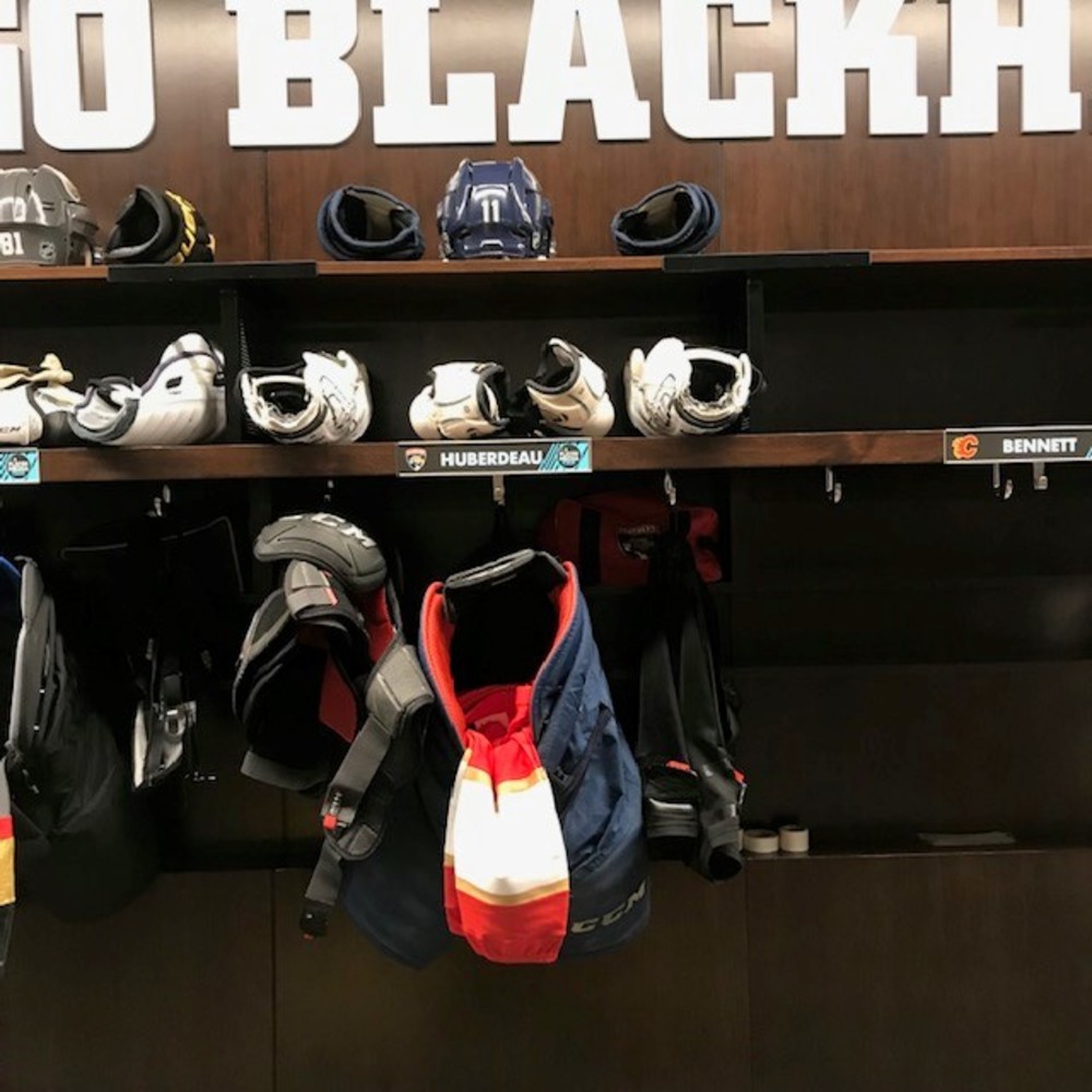 Jonathan Huberdeau Locker Room Nameplate from 2019 Player Media Tour ...