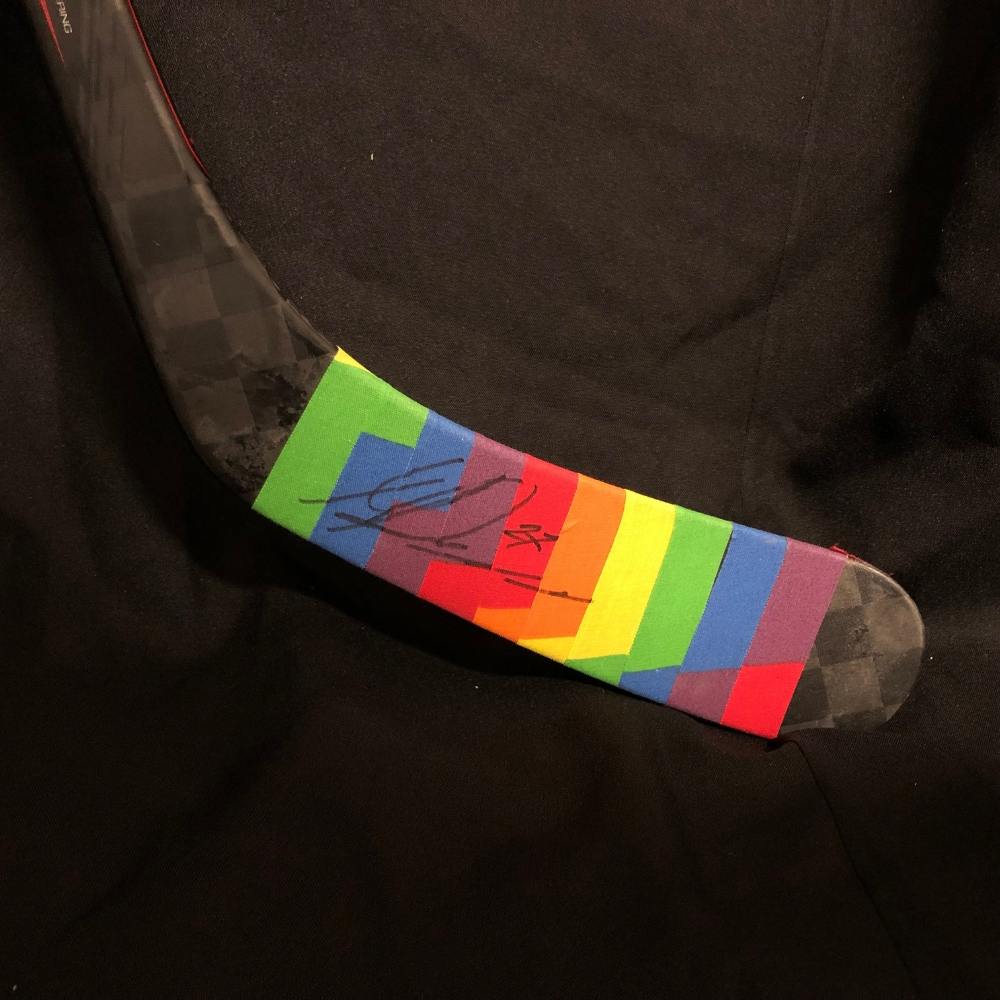 Michael Rasmussen (#27) Autographed Pride Tape Stick - NHL Auctions