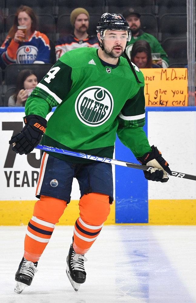 Devin Shore #14 - Autographed 2021-22 Edmonton Oilers Pre-game Warm-Up ...