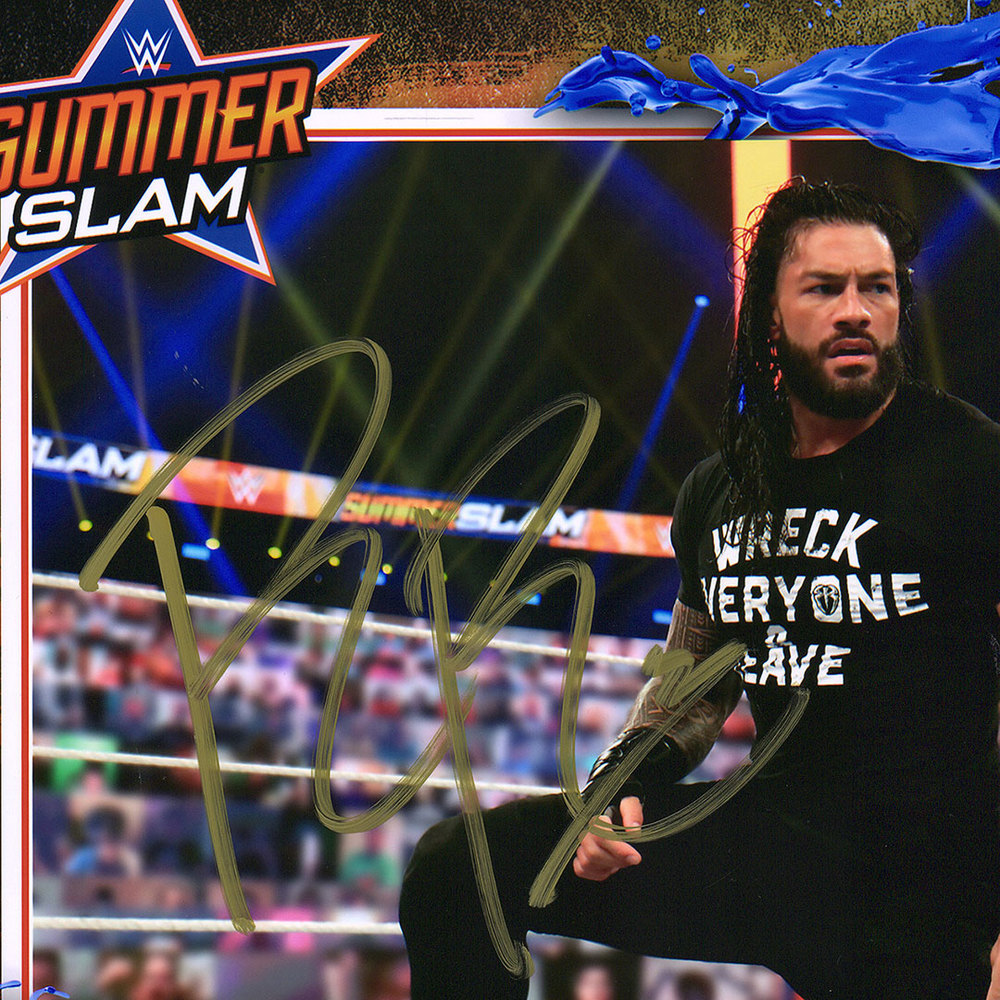 Roman Reigns SIGNED SummerSlam 2020 WrestleMania Gold Edition Plaque ...