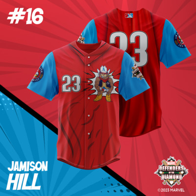 #16 Jamison Hill Marvel Defenders of the Diamond Jersey | MiLB Auctions