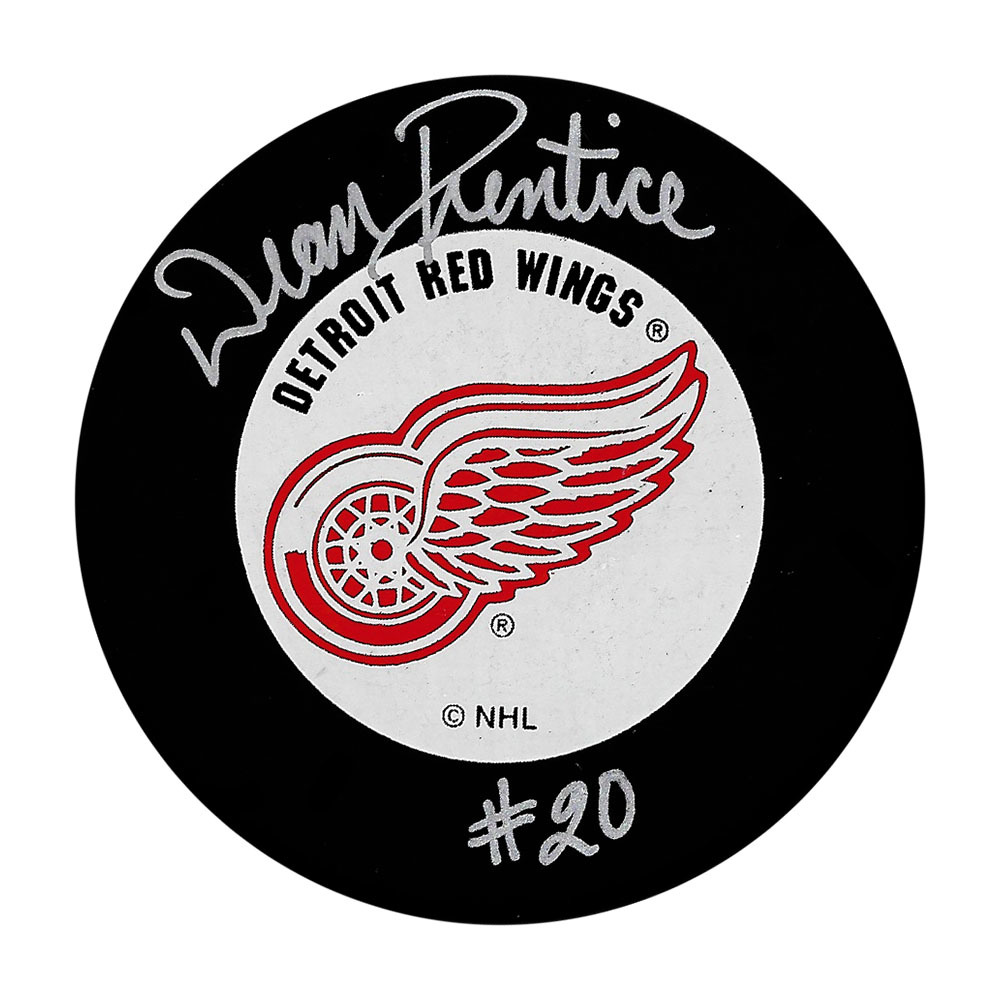 Dean Prentice Autographed Detroit Red Wings Puck - NHL Auctions