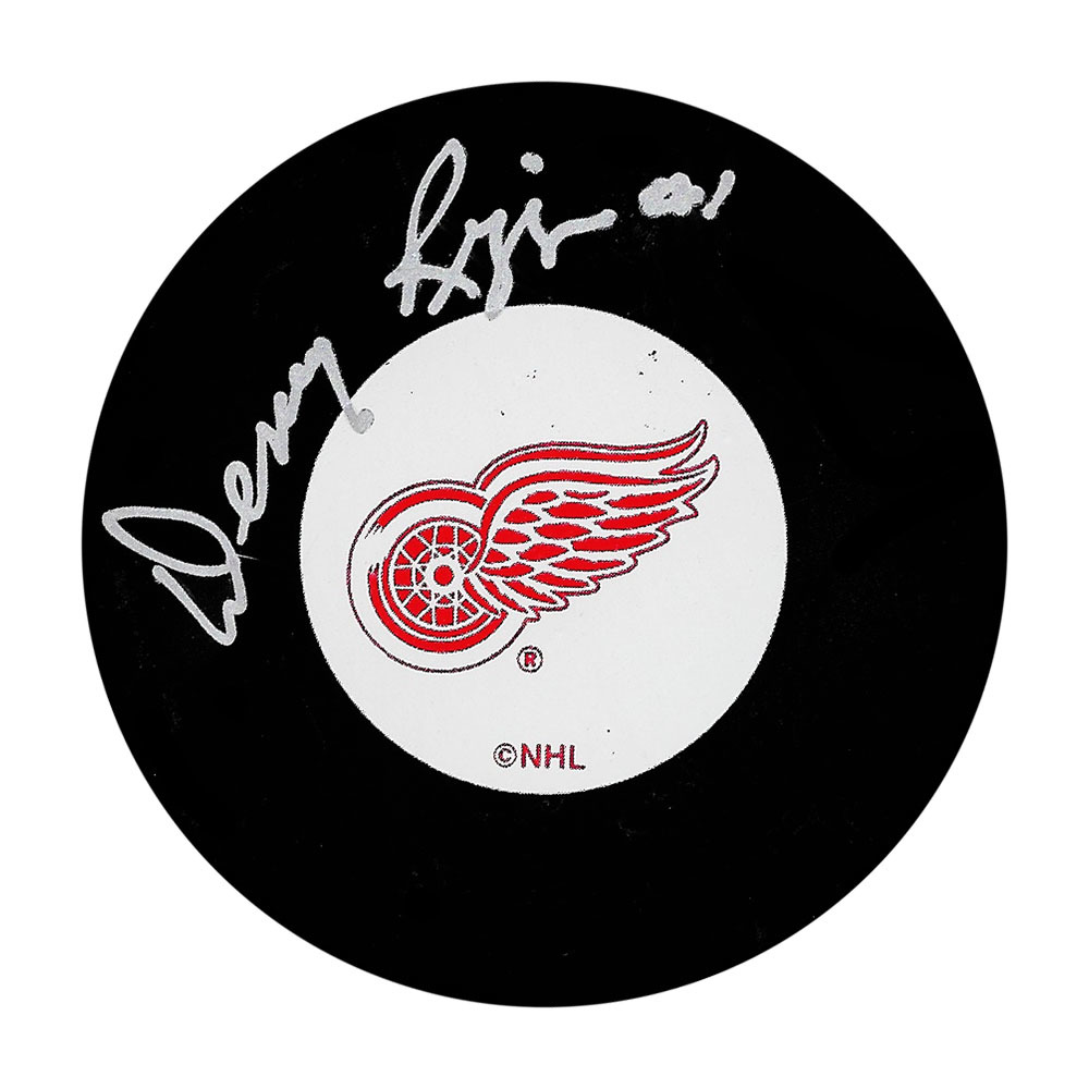 Dennis Riggin Autographed Detroit Red Wings Puck - NHL Auctions