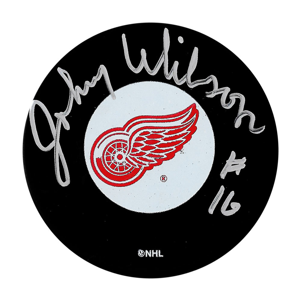 Johnny Wilson Autographed Detroit Red Wings Puck - NHL Auctions