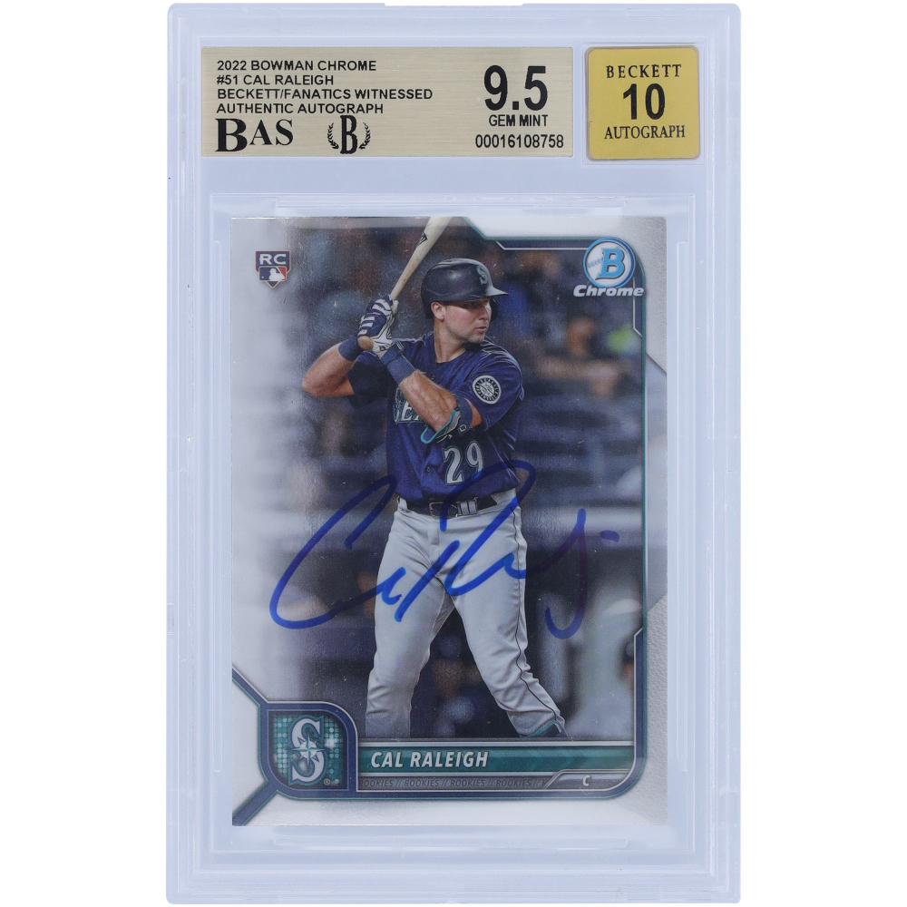 Cal Raleigh Seattle Mariners Autographed 2022 Bowman Chrome #51 Beckett ...