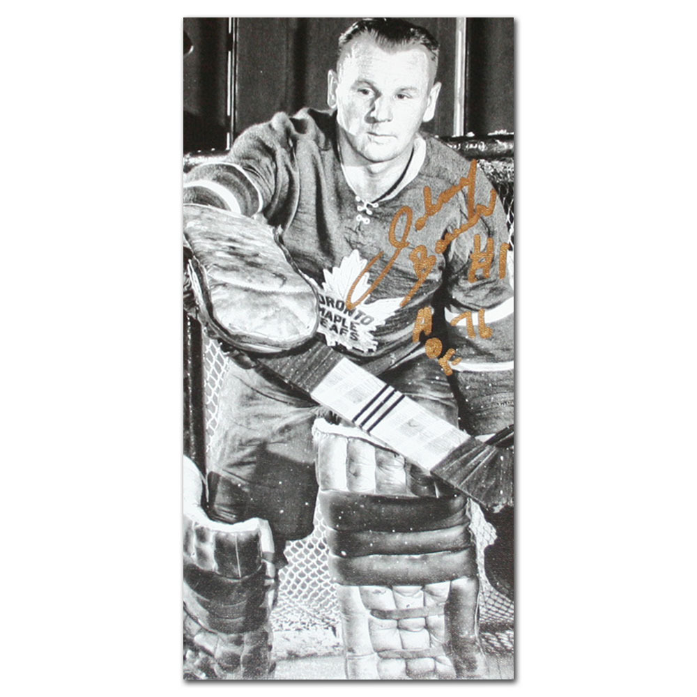 Johnny Bower Autographed Toronto Maple Leafs 14X28 Canvas - NHL Auctions