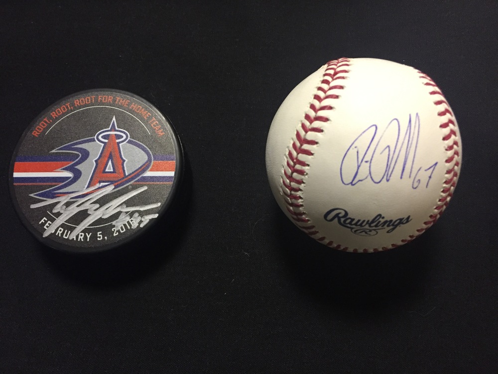 Anaheim Ducks #67 Rickard Rakell autographed baseball and Angels #45 ...