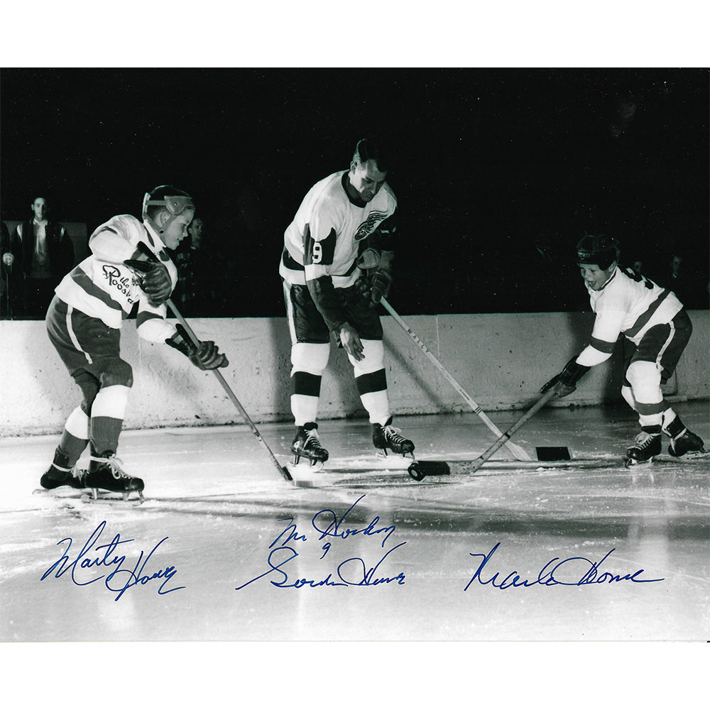 Gordie, Mark & Marty Howe Autographed 8X10 Photo - NHL Auctions