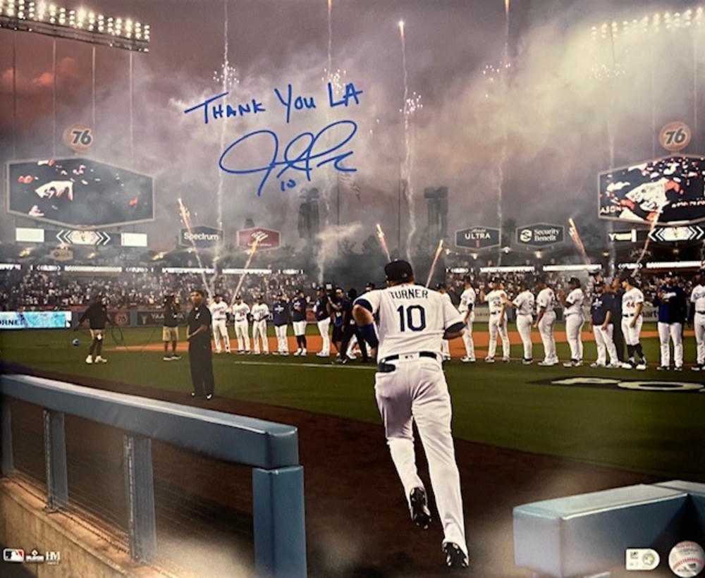 Justin Turner Autographed "Thank You LA" 16x20 - Walk On w/ Fireworks ...