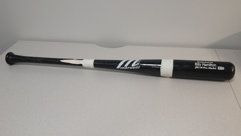 Reds Charity Auction: Billy Hamilton Game-Used Bat HZ309056. Broken on ...