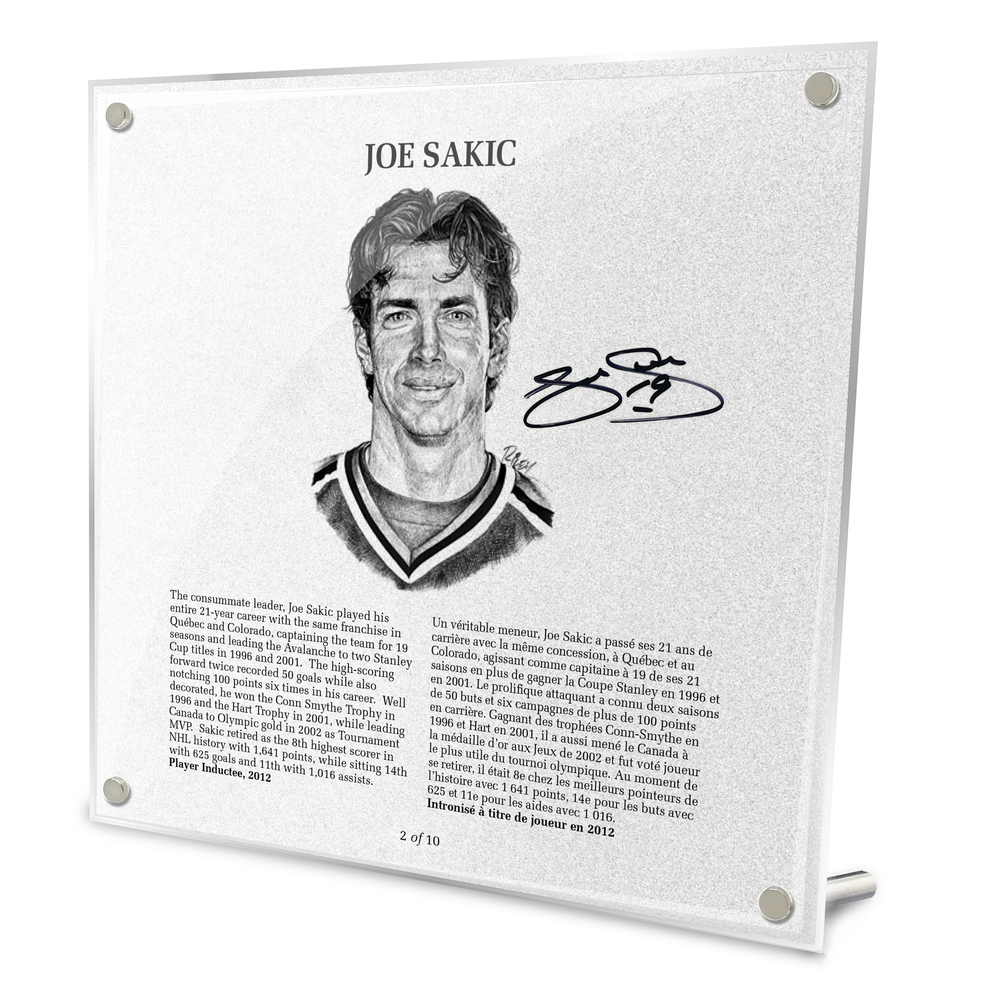 Joe Sakic Autographed Legends Line Honoured Member Plaque - Limited ...
