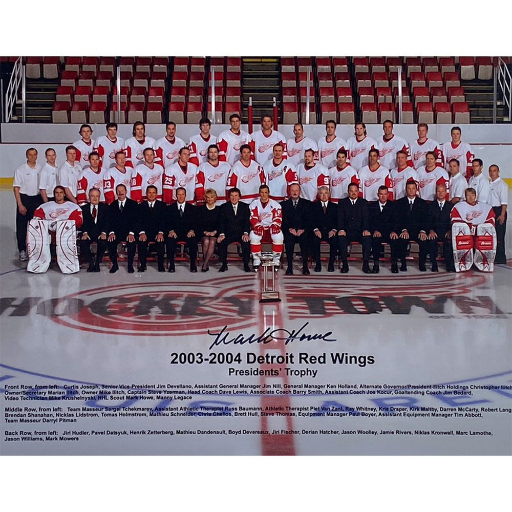 Mark Howe Autographed 2003-04 Detroit Red Wings Mounted 16X20 Photo ...