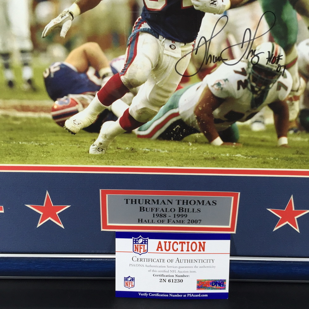 Bills - Thurman Thomas Signed Framed Photo with NFL Hall of Fame and ...