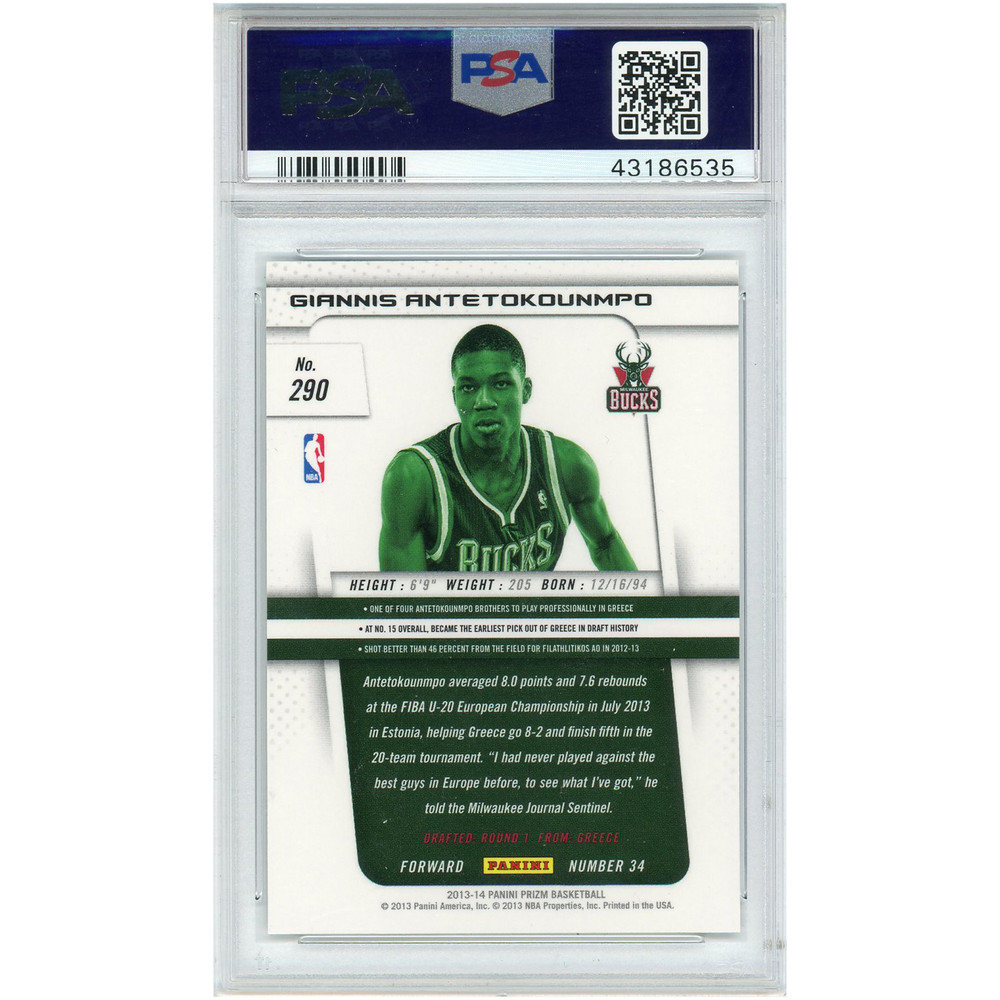 Giannis Antetokounmpo Milwaukee Bucks 2013 Panini Prizm RC #290 Card ...