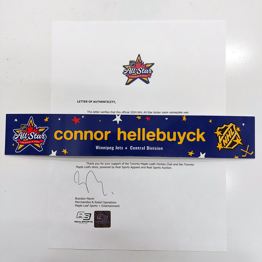 Connor Hellebuyck 2024 NHL All-Star Locker Room Nameplate | Real Sports ...