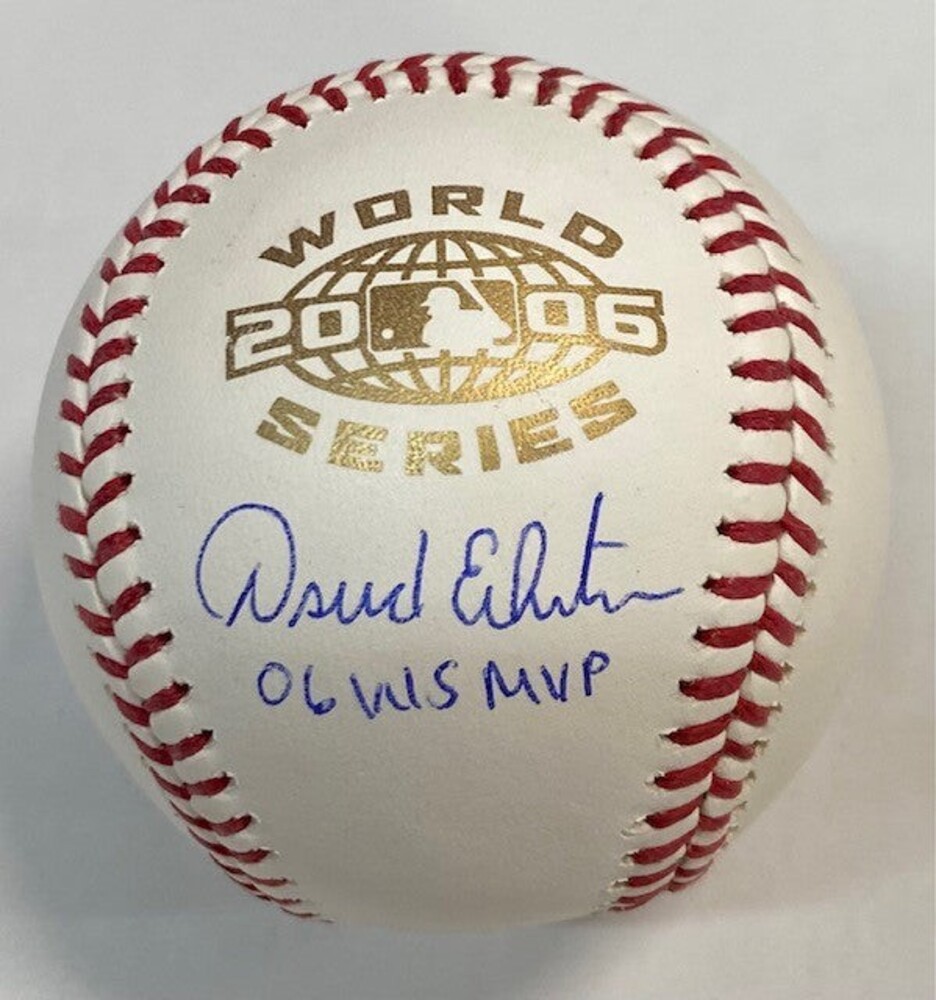 David Eckstein Autographed "06 WS MVP" 2006 WS Logo Baseball | MLB Auctions