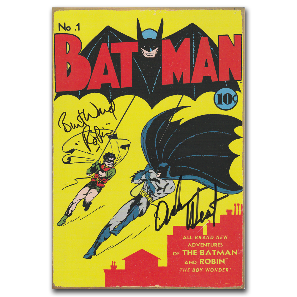 Adam West and Burt Ward Autographed Batman & Robin Metallic Sign - NHL ...