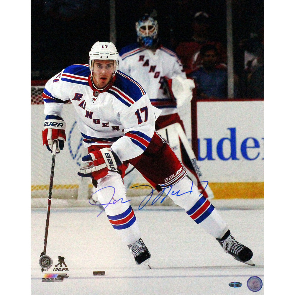 John Moore Autographed New York Rangers White Jersey Signed Vertical ...