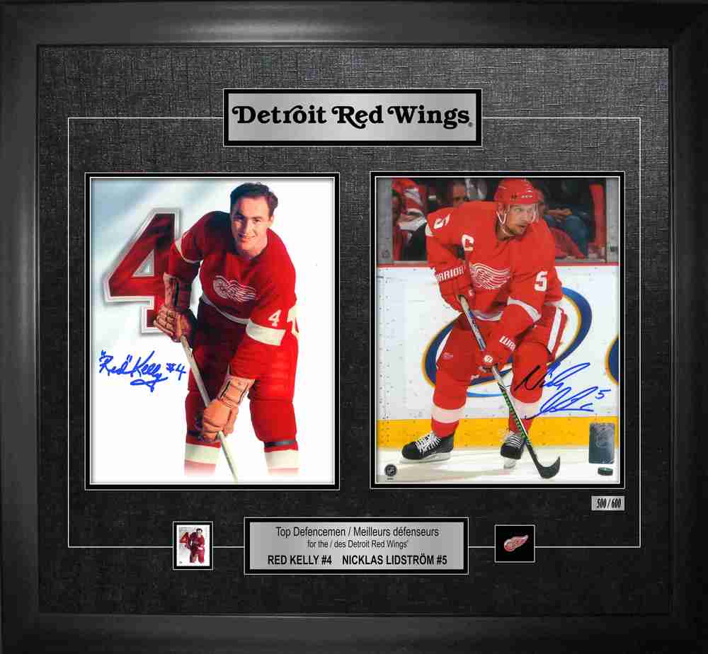 Red Kelly & Nicklas Lidstrom - Dual Signed & Framed Collage - Detroit ...