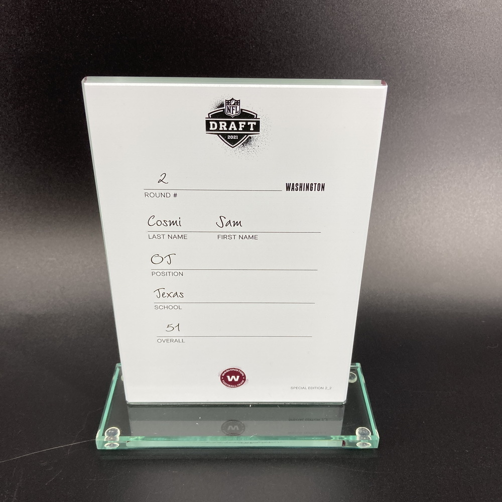 NFL - WFT Sam Cosmi 2021 NFL Draft Card Special Edition 2 of 2 | The ...