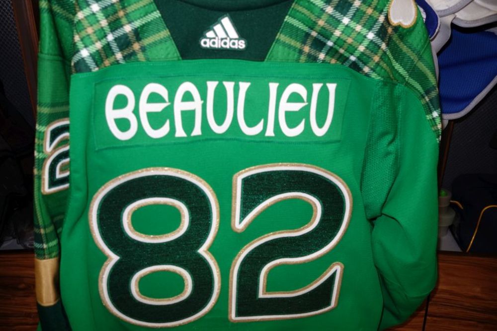 Nathan Beaulieu 2018 Buffalo Sabres Pre-Game Worn St. Patrick's Day ...