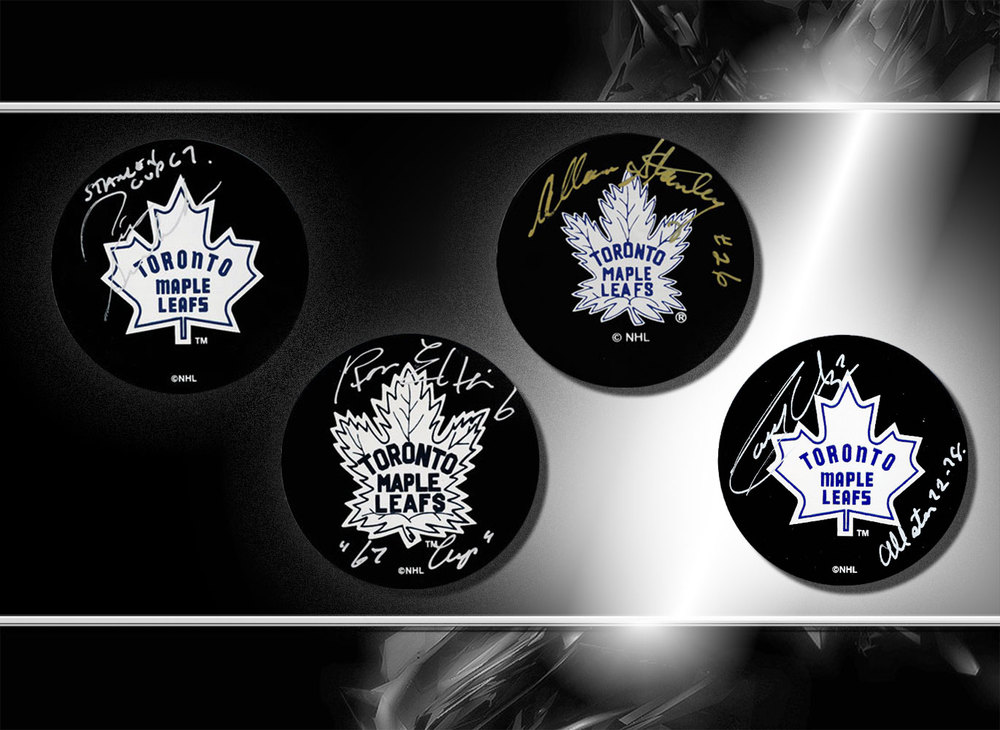 Toronto Maple Leafs Autographed Puck Lot - Pete Stemkowski, Garry Unger ...
