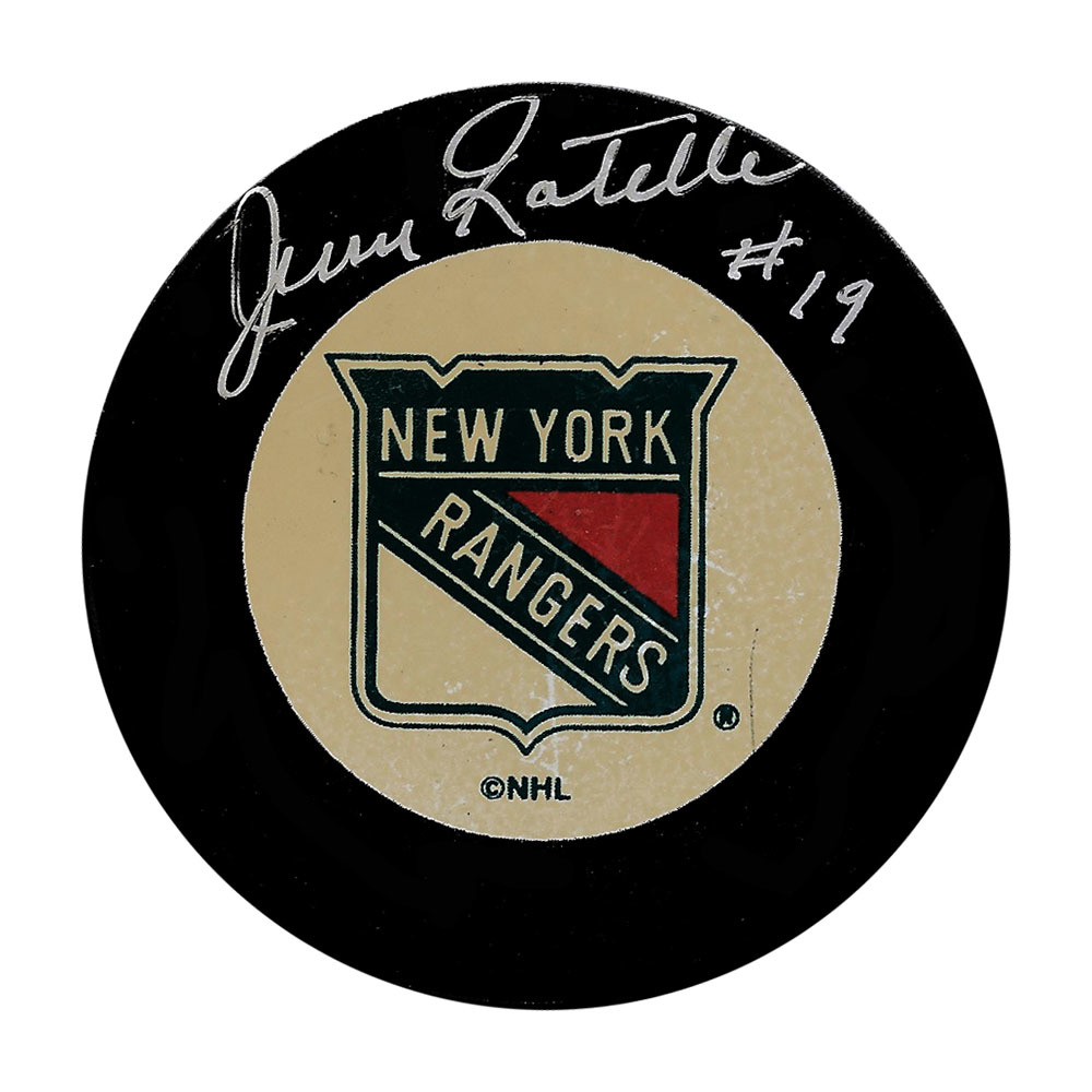 Jean Ratelle Autographed New York Rangers Vintage Puck - NHL Auctions