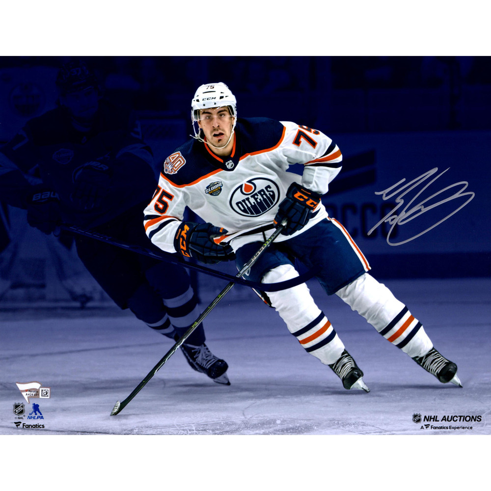 Evan Bouchard Edmonton Oilers Autographed 11" x 14" Spotlight ...